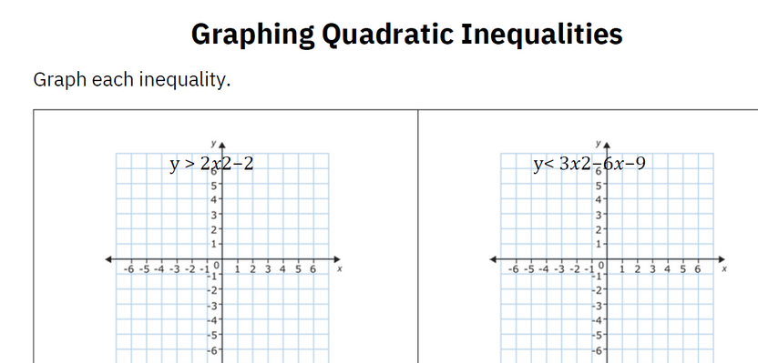 Graphing Quadratic Inequalities – Worksheet Warehouse